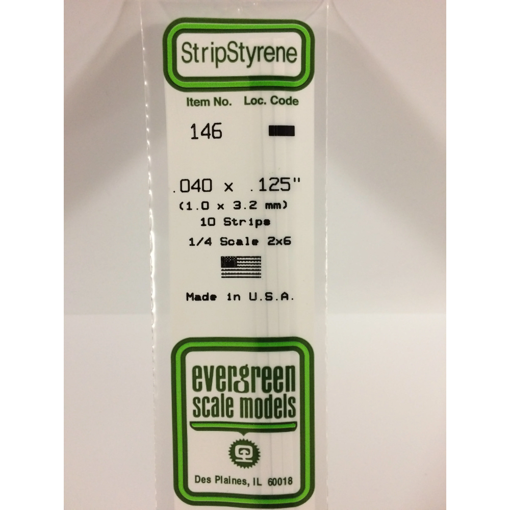 Evergreen 146 Strip 0.040 x 0.125 x 14 in (1.0 x 3.2 x 350 mm ...