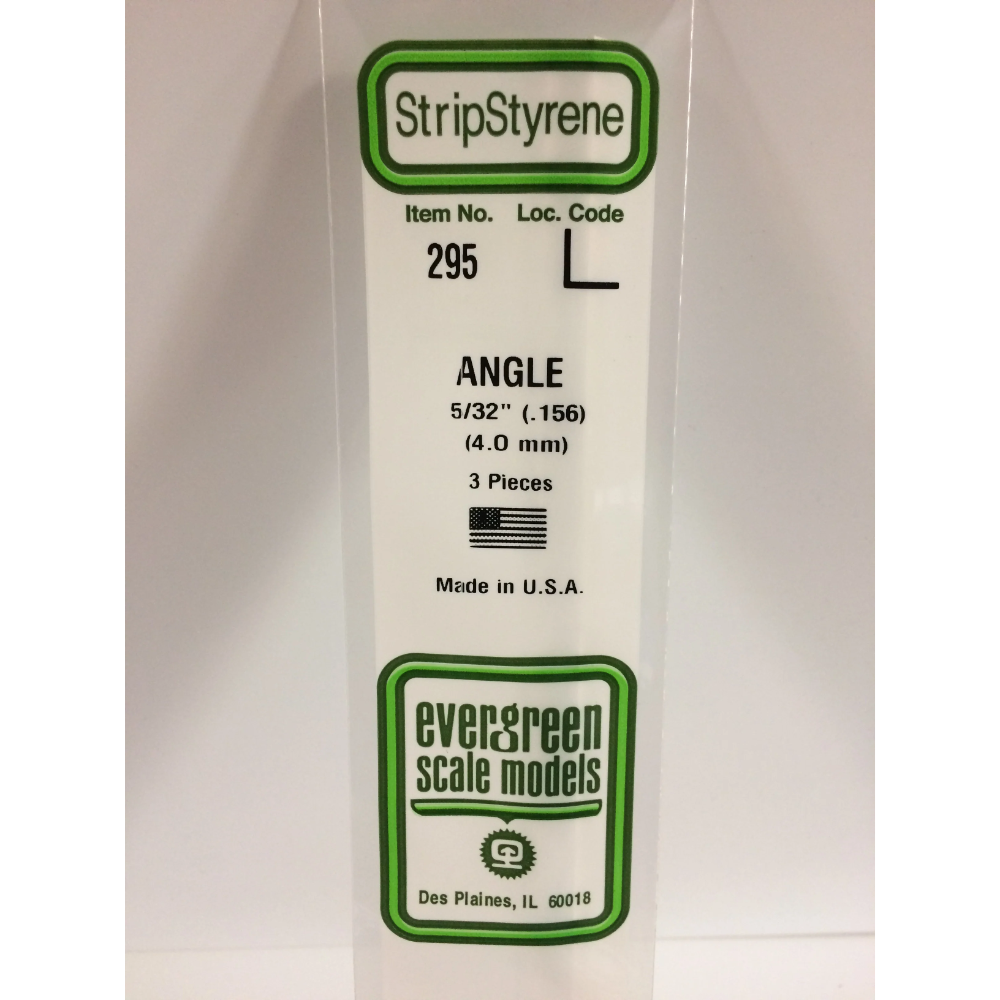 Evergreen 295 Angles 0.156 x 14 in (4.0 x 350 mm) — Ironhorse Hobbies
