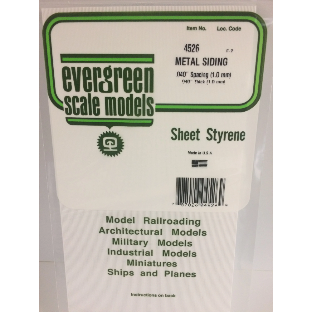 Evergreen 4526 Corrugated Metal Siding White (0.040in) 1.0 x 150 x 300 ...