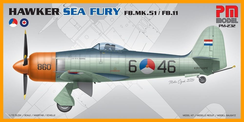 PM Model 232 1:72 Hawker Sea Fury FB-51 Dutch/FB-11 Canadian Fighter A ...